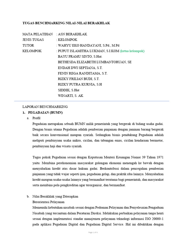 Tugas Benchmarking Berakhlak | PDF