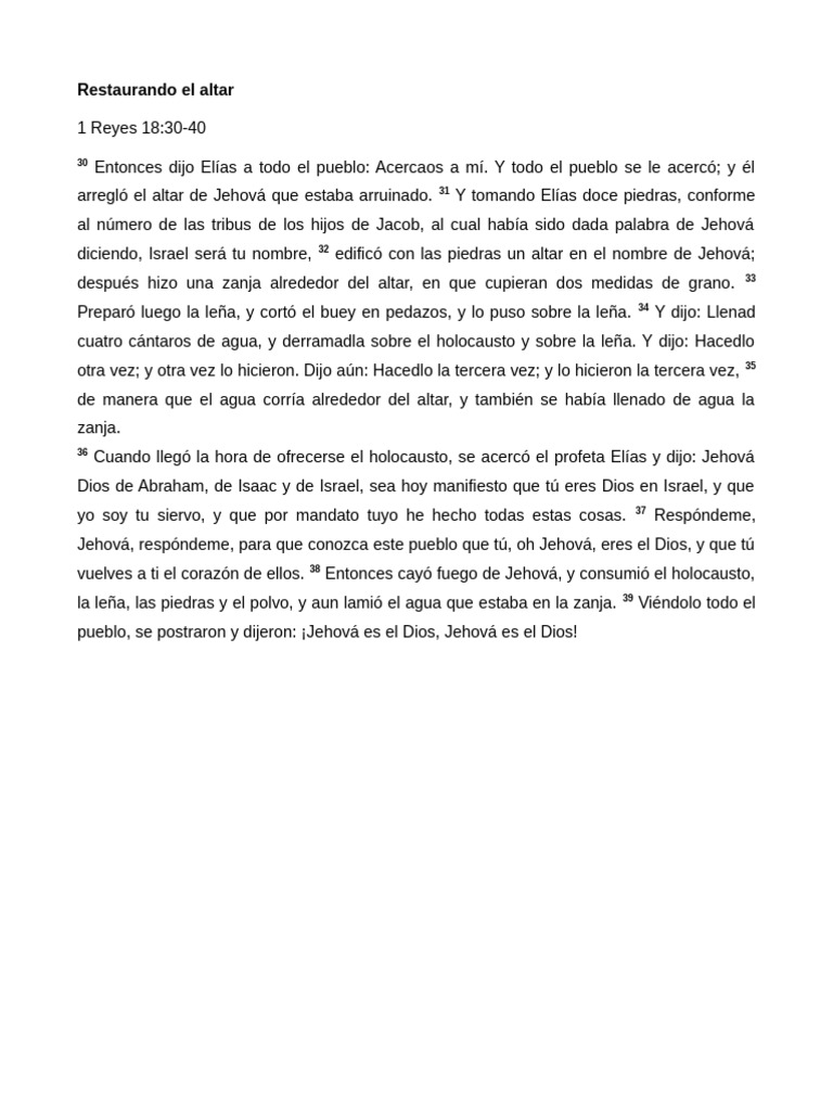 Restaurando El Altar | PDF | Jesús | Elijah