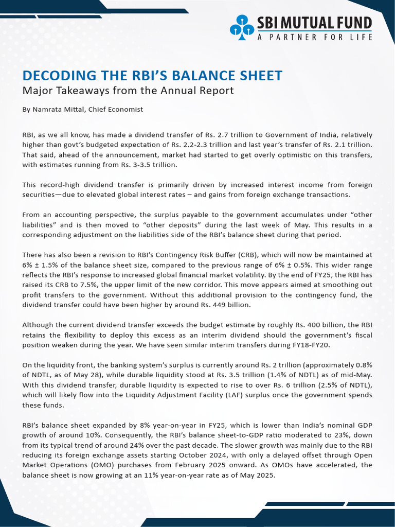 RBI Balance Sheet Insights FY25 | PDF | Reserve Bank Of India ...