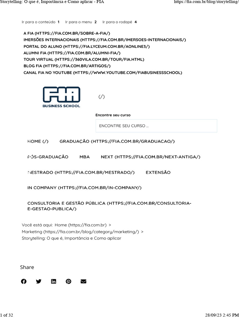 Storytelling O Que É, Importância e Como Aplicar - FIA | PDF | Narrativa | Marketing