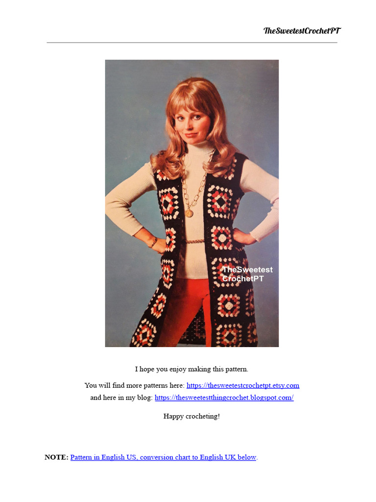 877 Granny Square Long Vest | PDF | Crochet | Textiles