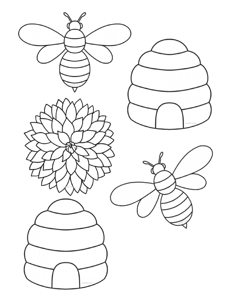 BW Pastel Bee Theme Cutouts | PDF