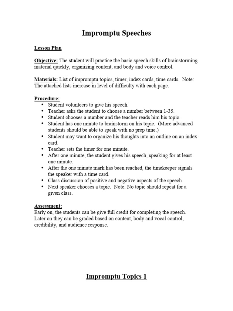Impromptu-Speech-Lesson | PDF