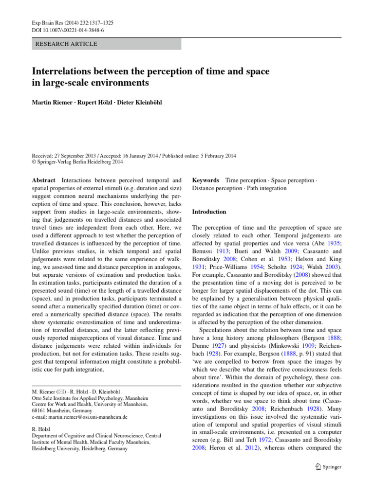 Interrelations Between The Perception of Time and Space in Large-Scale ...