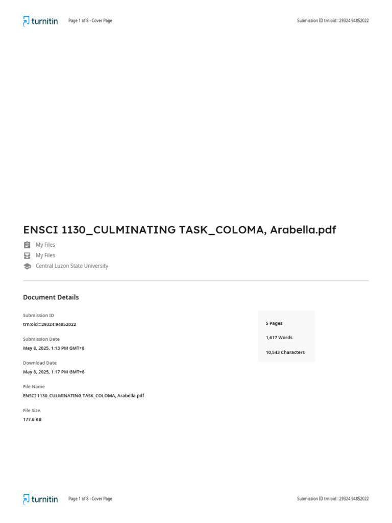 ENSCI 1130 - CULMINATING TASK - COLOMA, Arabella | PDF | Citation | Quotation Mark