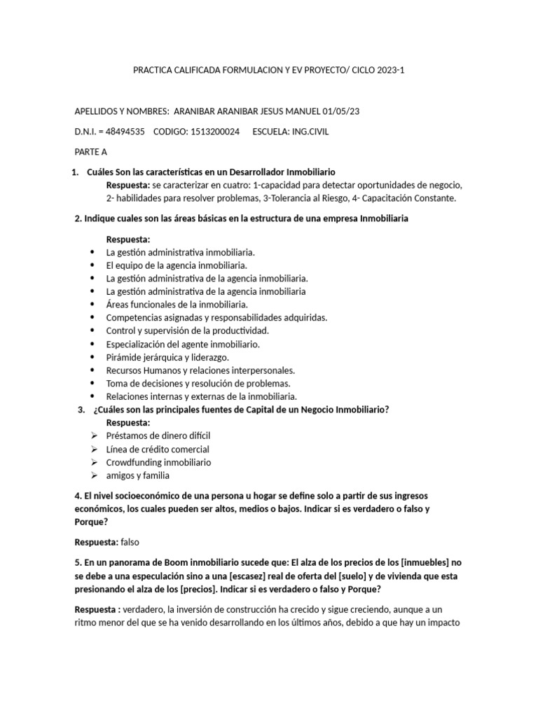 Practica Calificada Formulacion y Ev Proyecto | PDF | Oferta (economía ...