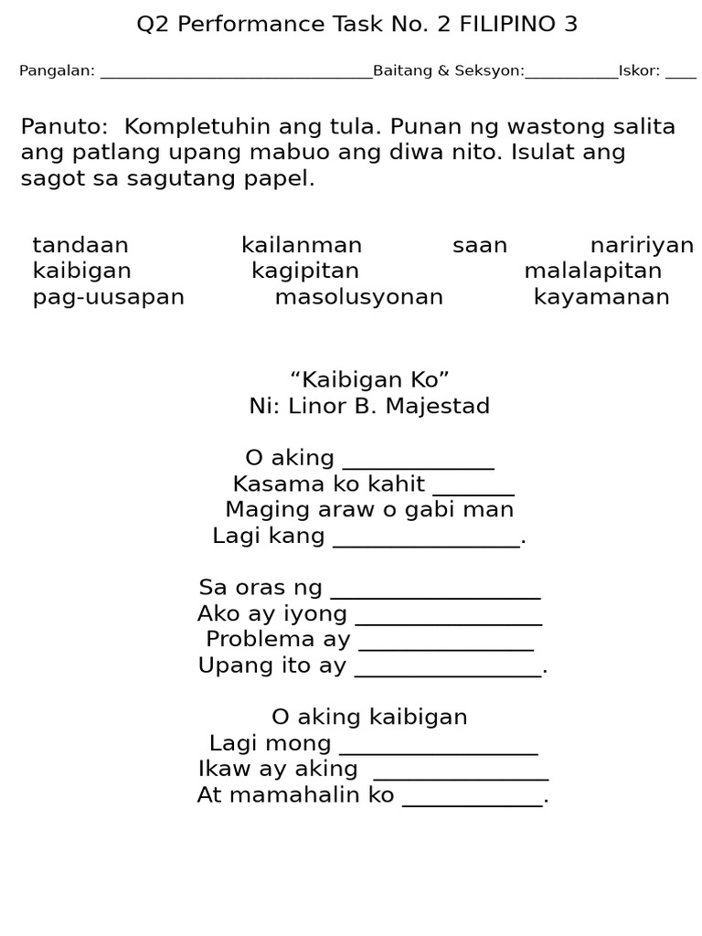 q2 Performance Task No 2 | PDF