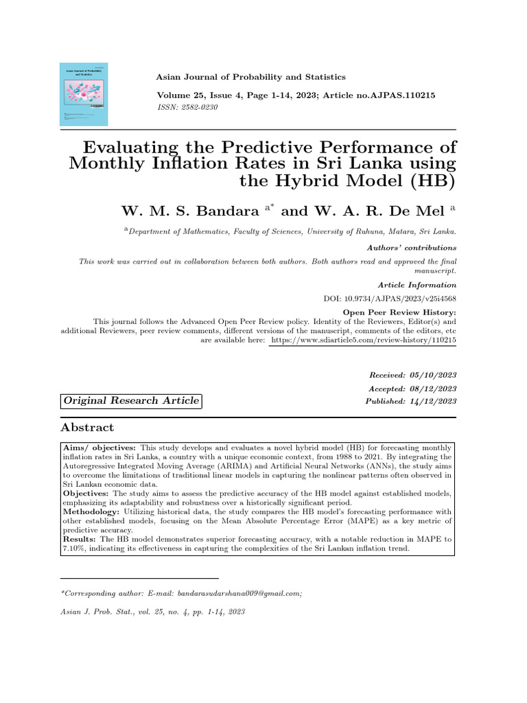 Evaluating The Predictive Performance of | PDF | Forecasting | Autoregressive Integrated Moving ...