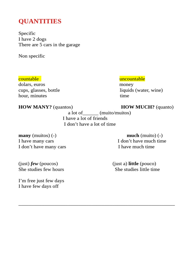 Understanding Quantities in English | PDF