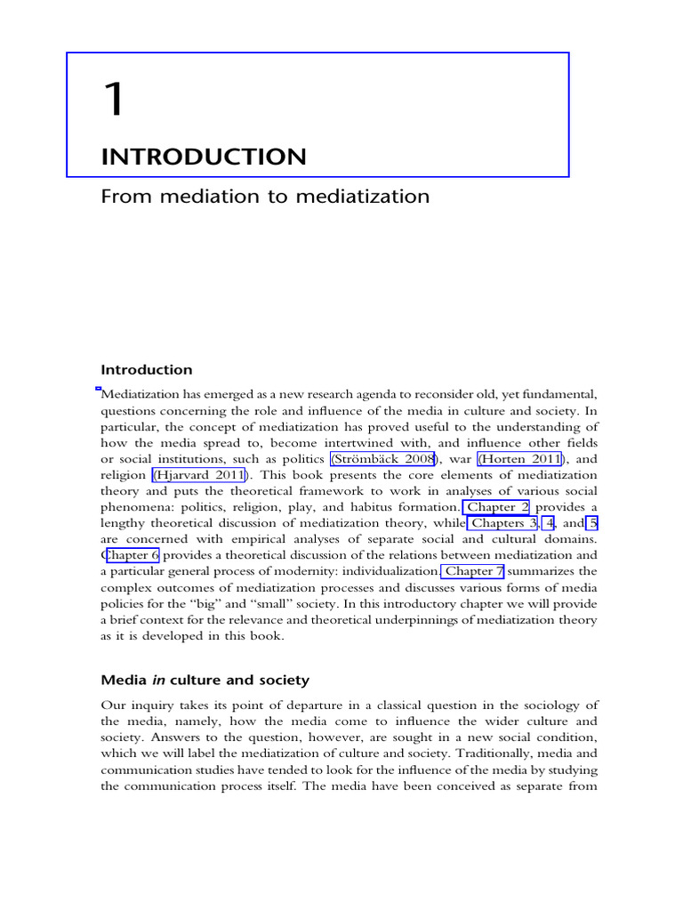 The Mediatization of Culture and Society ---- (1 Introduction From ...