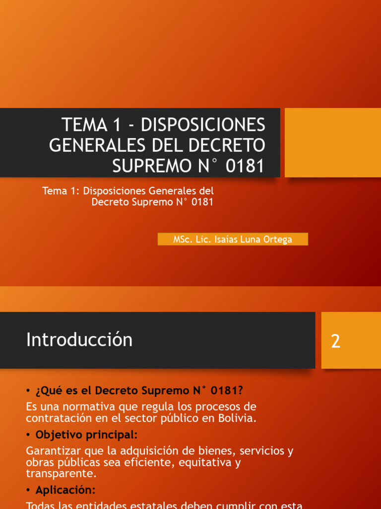Tema 1 - Disposiciones Generales Del Decreto Supremo #0181 | PDF ...