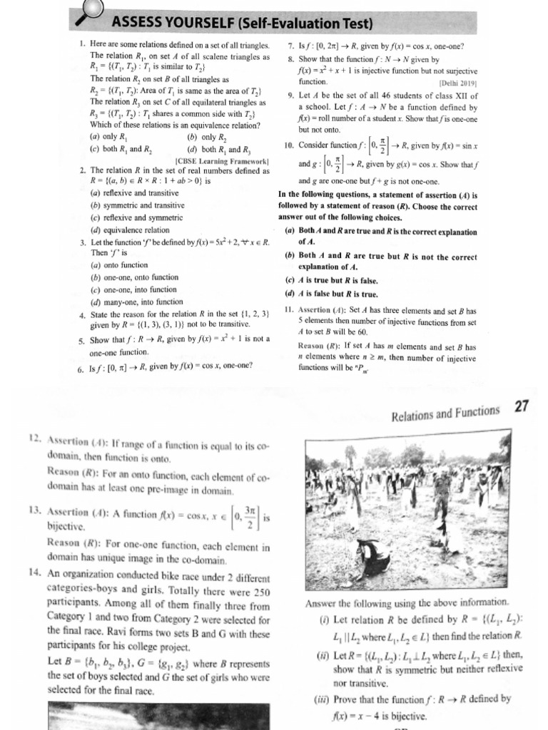 Mathematics Holidays Assignment (Class 12th) Chapter - 1 | PDF