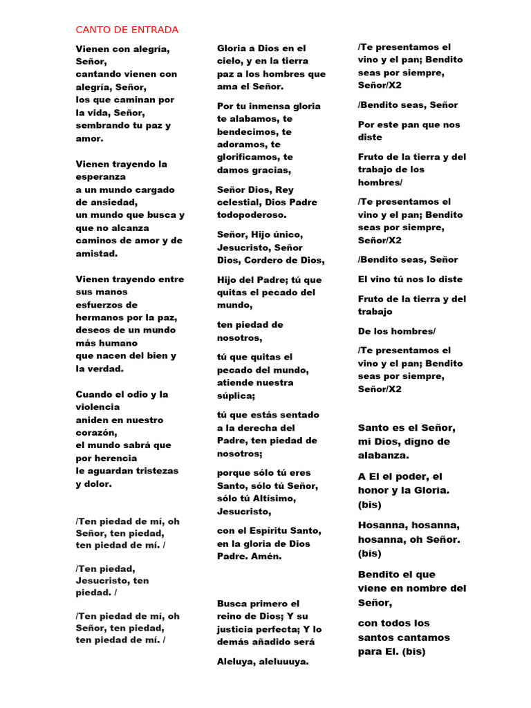 Cantos de Misa (Ord) | PDF | eucaristía | María, madre de Jesús