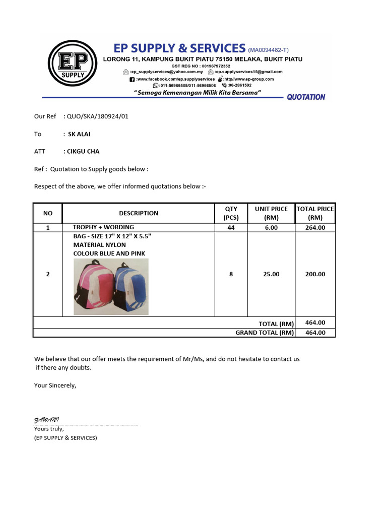 Quotation Hadiah | PDF