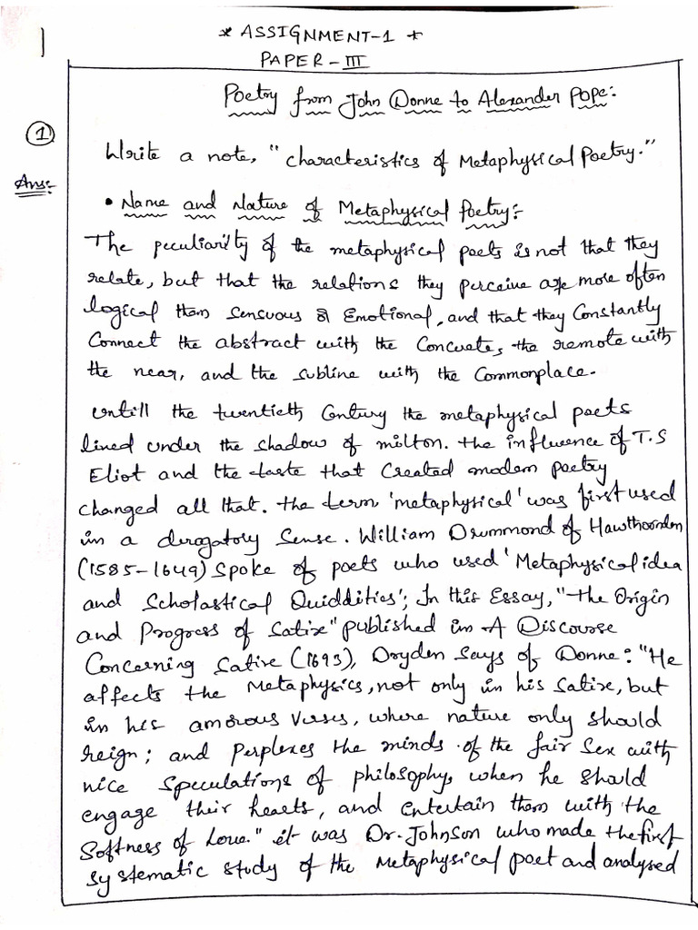 M A English Paper - 3 Assignment Alexander Pope | PDF