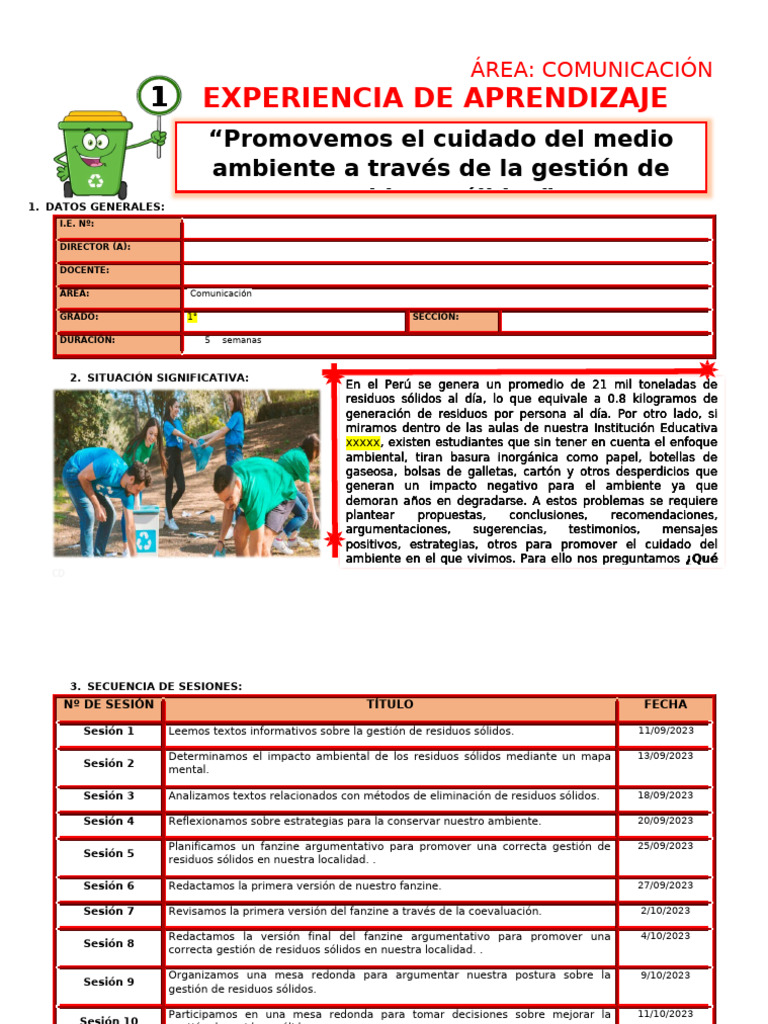 1º Experiencia de Aprendizaje - Exp6 - Com | PDF | Aprendizaje | Evaluación