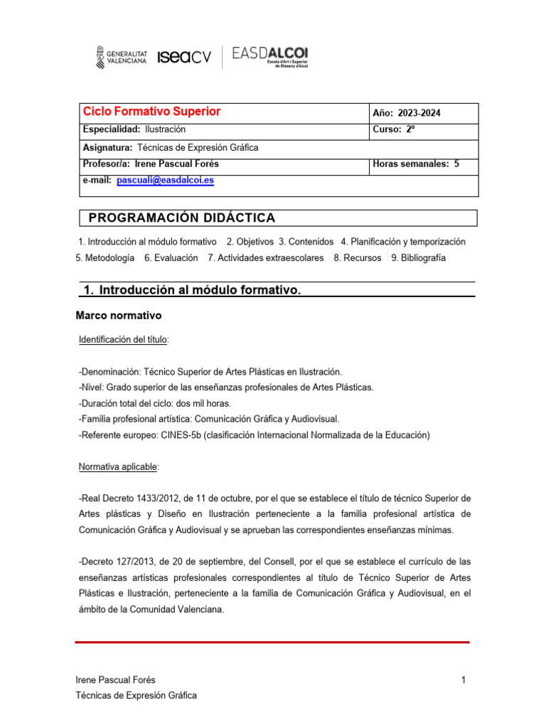 Ilu2 Tècniques Expressió Gràfica | PDF | Maestros | Plan de estudios