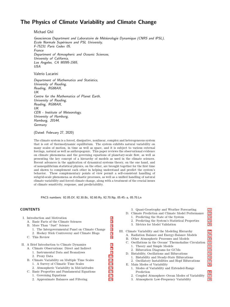 The Physics of Climate Variability and Climate Change: Michael Ghil ...