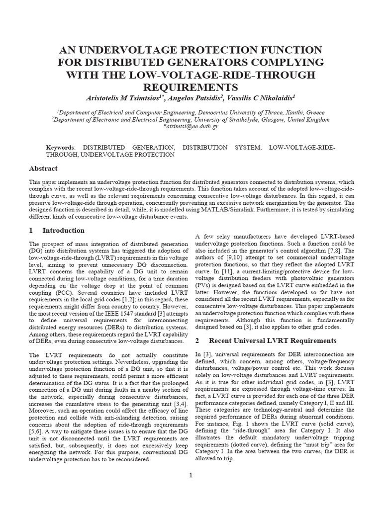 5 An Undervoltage Protection Function For Distributed Generators ...