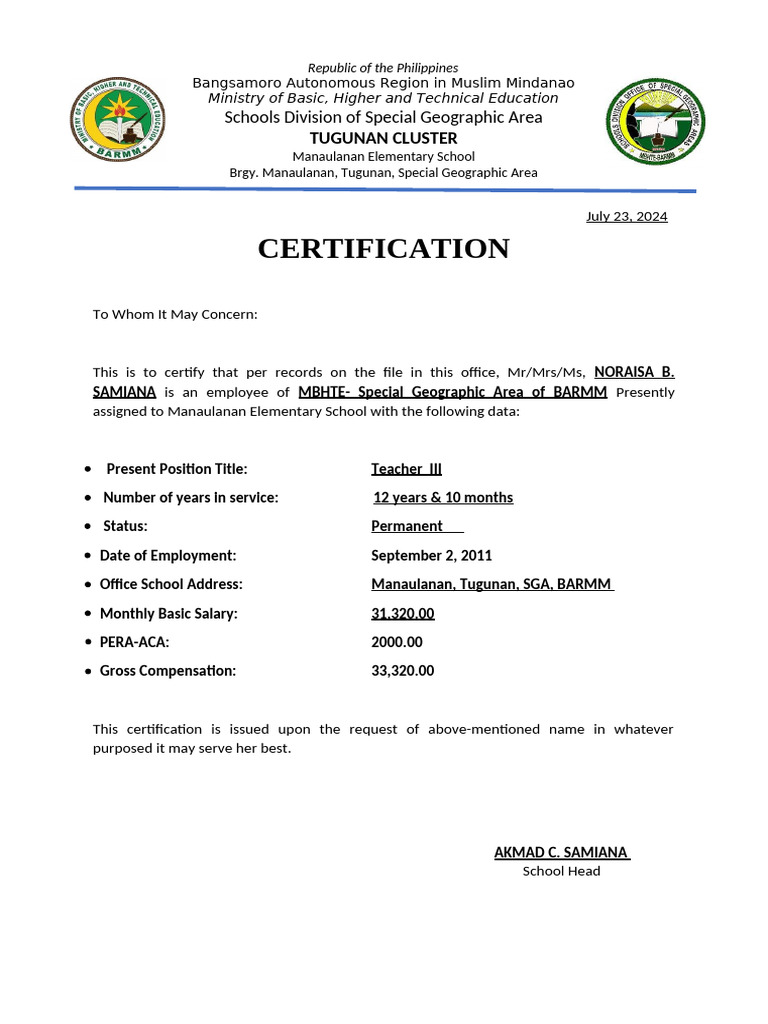 Certificate of Employment | PDF | Labor | Business