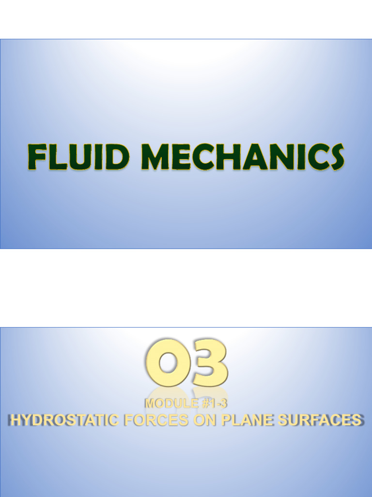Module 1.3 - Hydrostatic Forces On Plane Surfaces | PDF