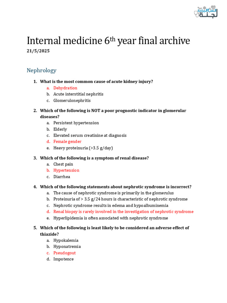 IM 6th Year (Nabd) Final Archive | PDF | Arthritis | Heart