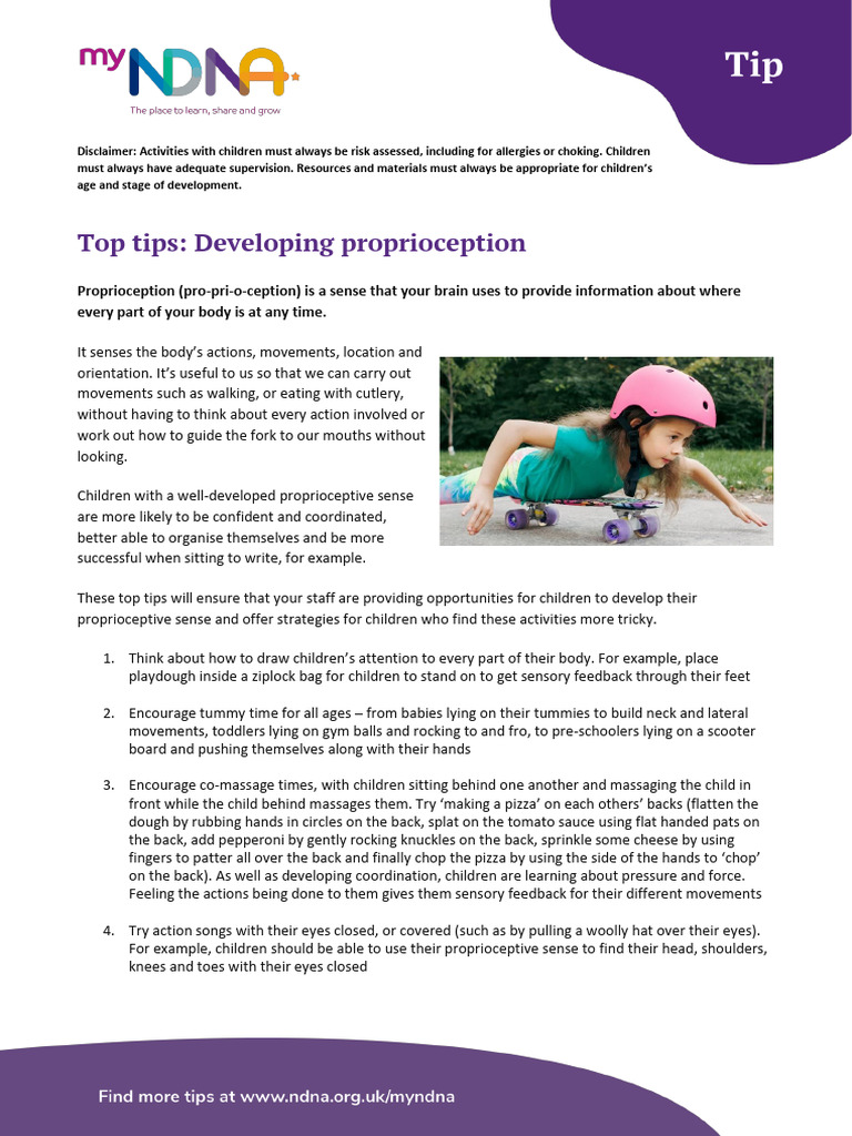Proprioception Tips for Child Development | PDF