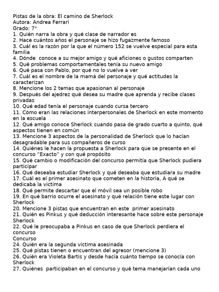 Pistas de Sherlock | PDF | Sherlock Holmes