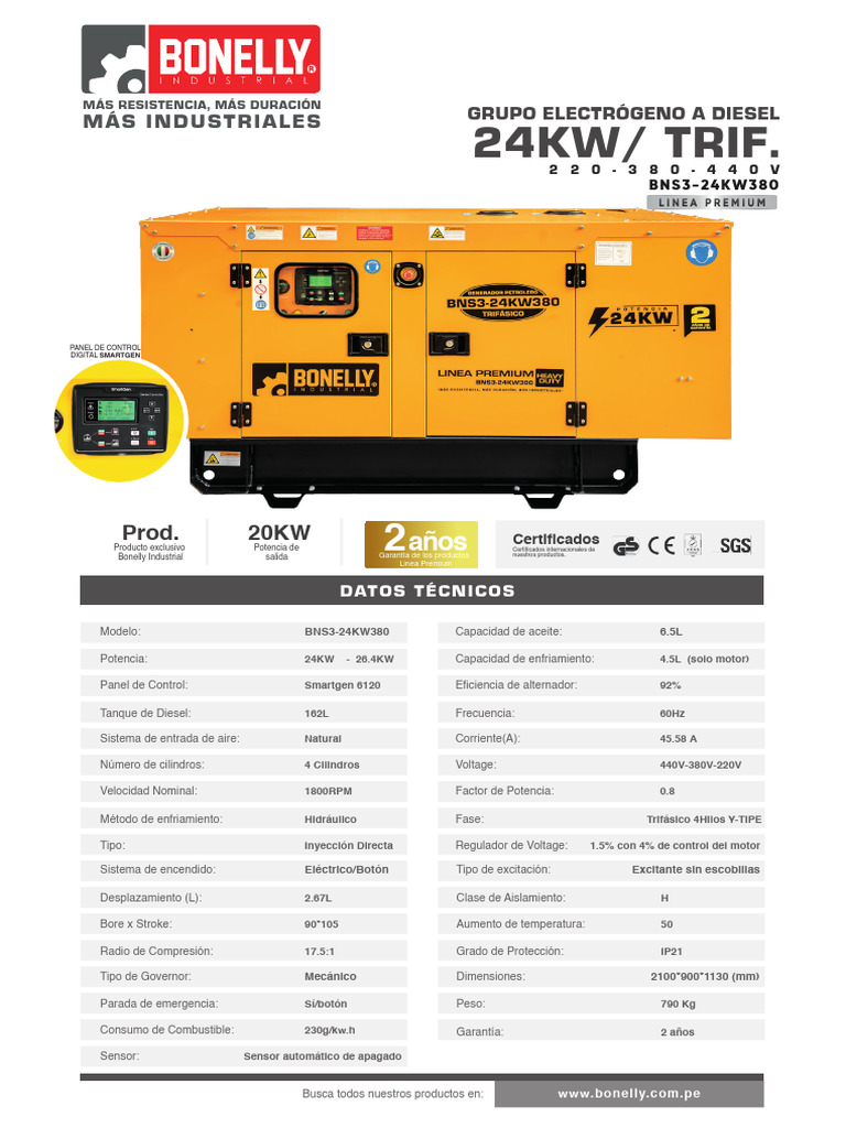 BNS3 24KW380 Bonelly Industrial 2 | PDF | Motor diesel | Tecnología de vehículos