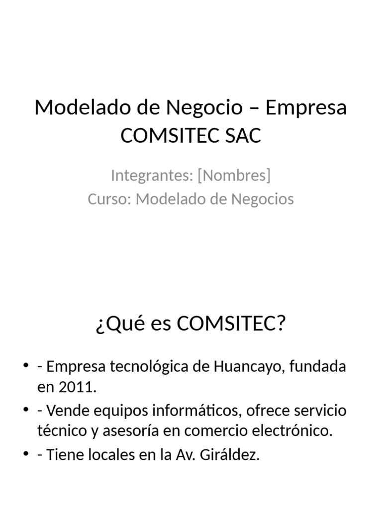 Modelado Negocio Comsitec | PDF