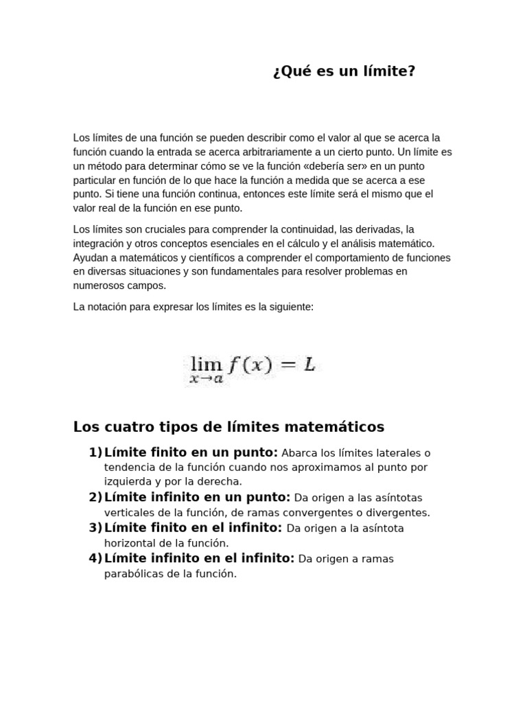 Tipos y Definición de Límites Matemáticos | PDF