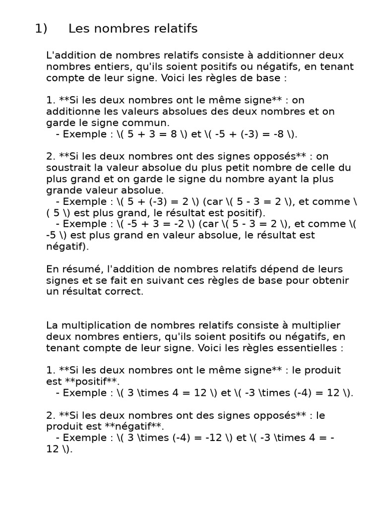 Règles des signes en mathématiques | PDF | Division | Nombre