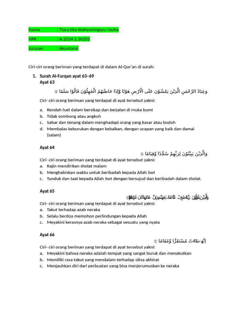 Tiara (36202) Ciri Orang Beriman | PDF