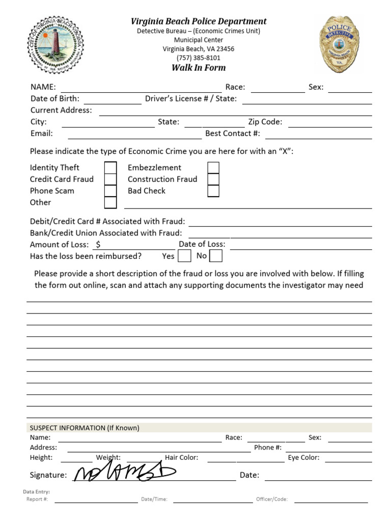 Ecu Walk in Form 2023 (Fillable) | PDF