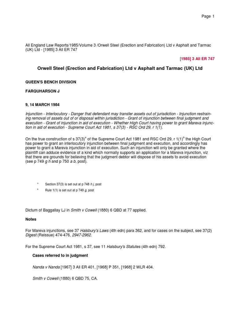 Legal Insights: Mareva Injunctions | PDF | Judgment (Law) | Injunction