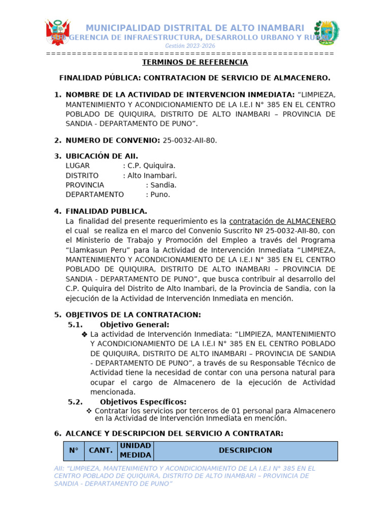 3.1 TDR Almacenero | PDF