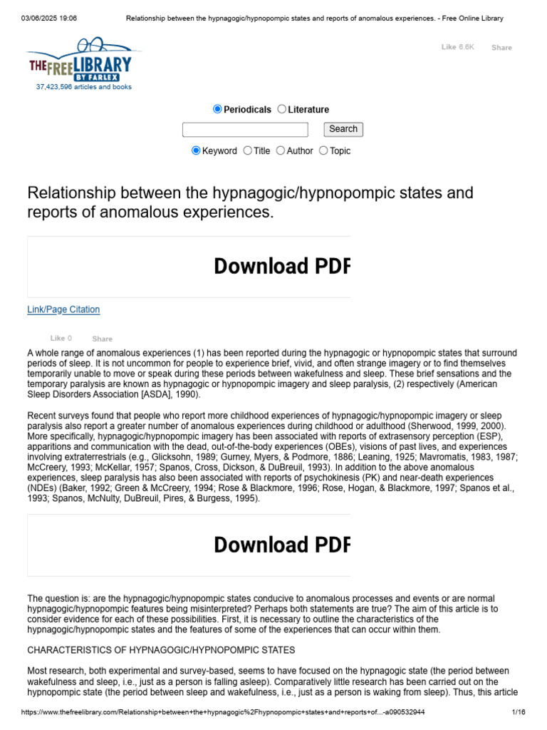 Simon J Sherwood - Hypnagogic Hypnopompic States and Anomalous ...