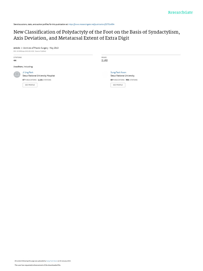 New Classification of Polydactyly of The Foot On T | PDF | Toe ...
