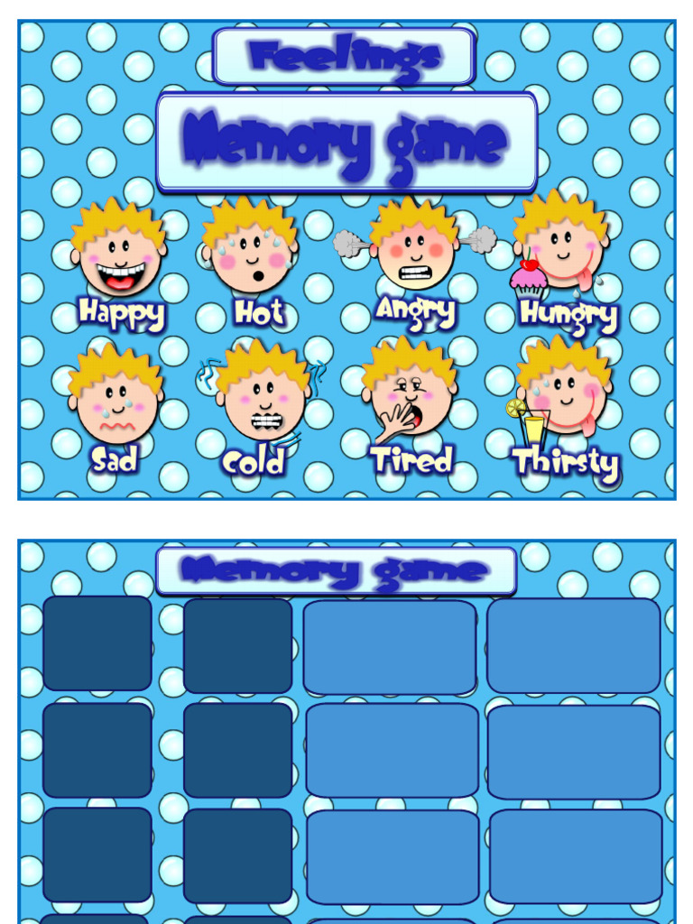 Feelings Memory Game Games 37099 | PDF