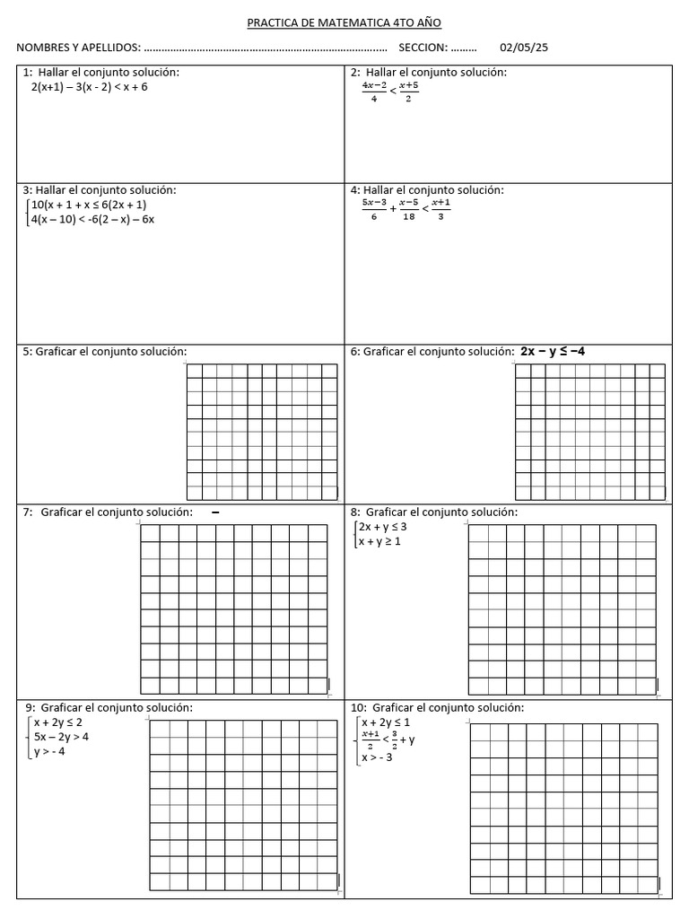 Practica de Matematica 4to Año-1 | PDF
