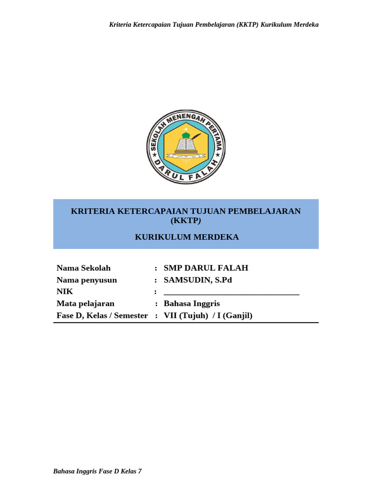 KKTP Kurikulum Merdeka | PDF