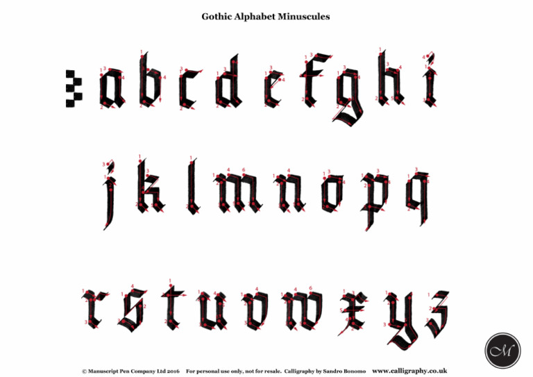Gothic Alphabet Minuscules With Guideline | PDF