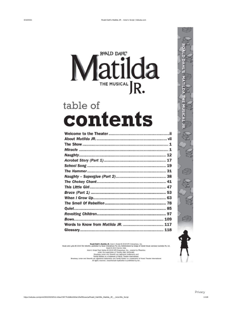 Matilda JR. Actor's Script Download | PDF