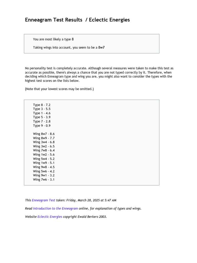 Enneagram Test | PDF