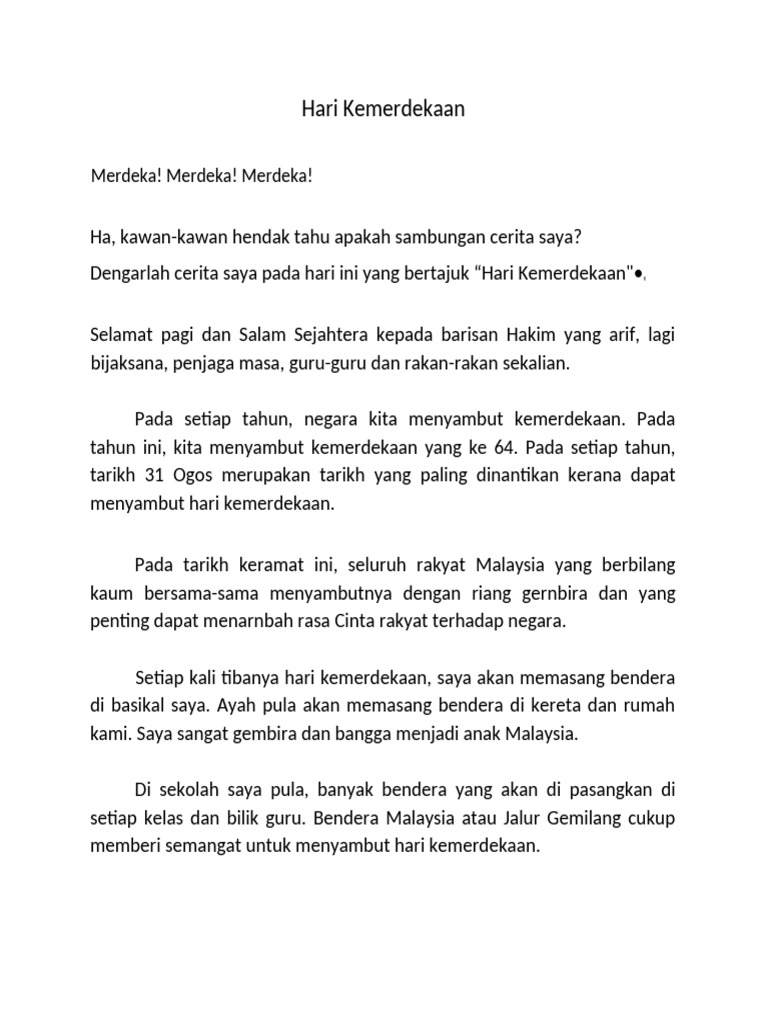 Skrip Bercerita Merdeka Tahap 1 | PDF
