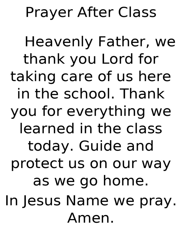 Prayer After Class | PDF