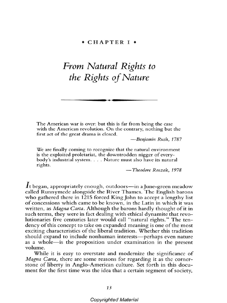 Expanding Natural Rights to Nature | PDF | René Descartes | Animal Rights