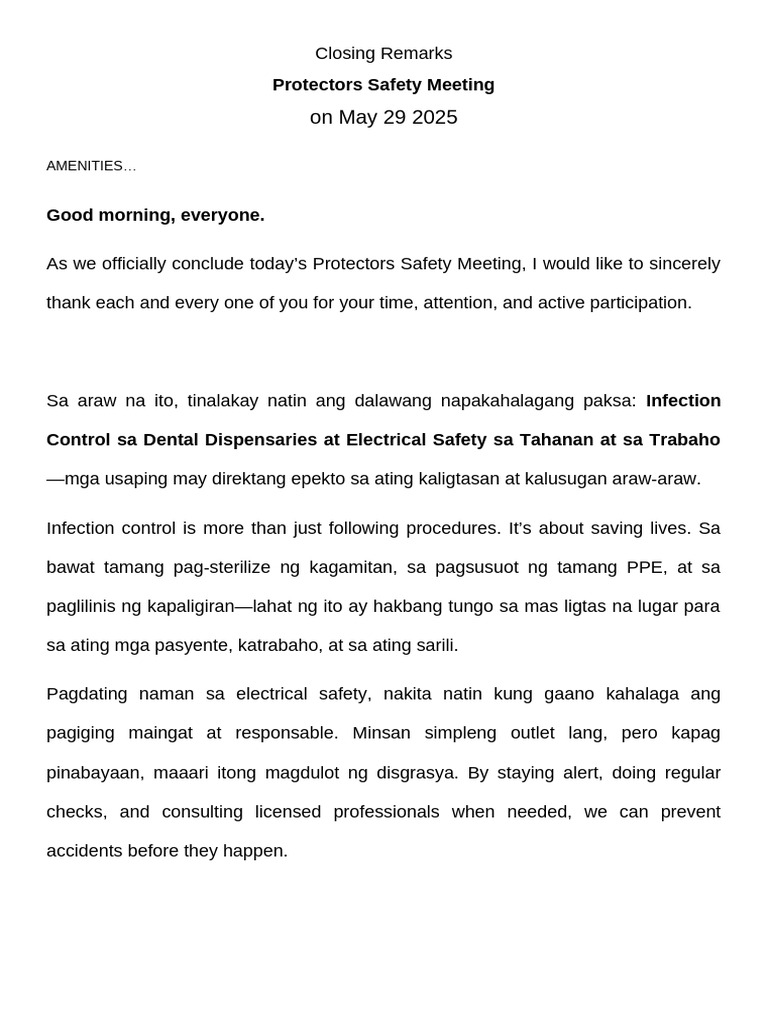 Closing Remarks Final | PDF