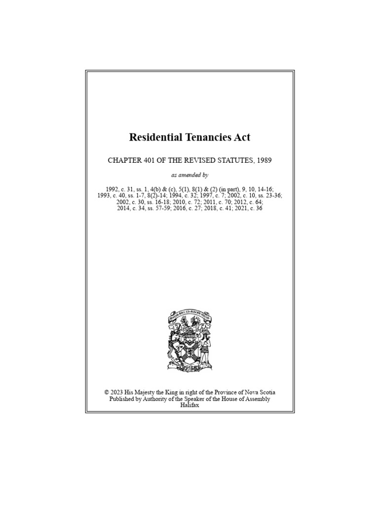 Residential Tenancies Act | PDF | Lease | Leasehold Estate