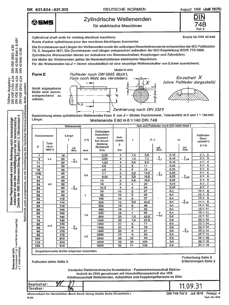 DIN 748-3 Chaveta Paralela e Raios de Acabamento Alemão 1988 | PDF